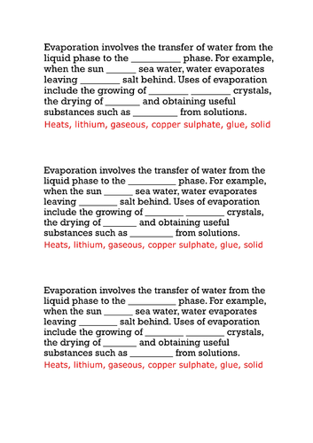 Evaporation and distillation AQA Activate Year 7 KS3 5.2.2 suitable for ...