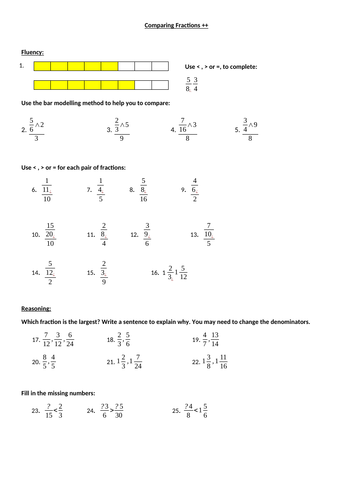 Comparing Fractions Activity | Teaching Resources