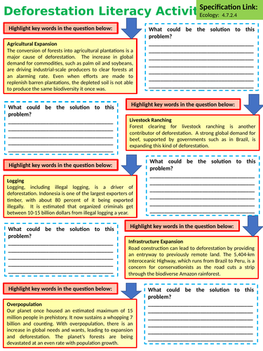 KS4 AQA GCSE Biology (Science) Deforestation Lesson & Activities ...