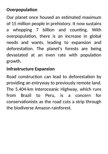 KS4 AQA GCSE Biology (Science) Deforestation Lesson & Activities ...