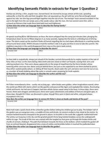 English Language Paper 1 Question 2: 3 questions with exemplars and ...