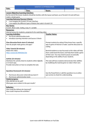 Complete Lesson - Introduction to Scratch | Teaching Resources