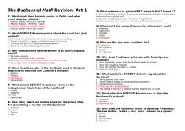 The Duchess of Malfi 6 Revision Quizzes | Teaching Resources
