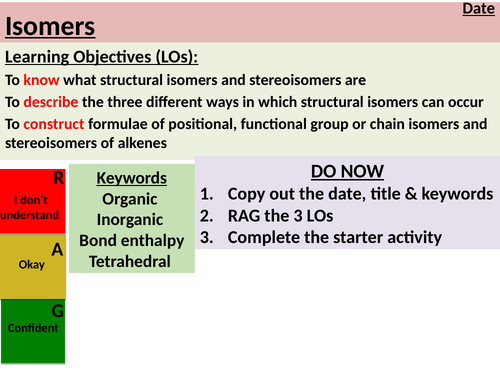 AS Chemistry: Isomers (AQA) | Teaching Resources