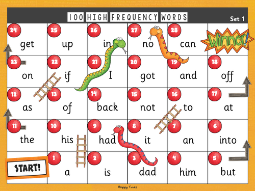 100 High Frequency Words Snakes & Ladders | Teaching Resources