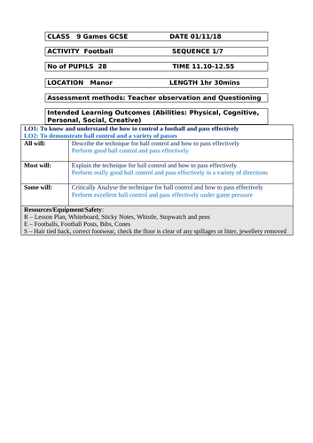 Football Lesson Plans and Tournament | Teaching Resources