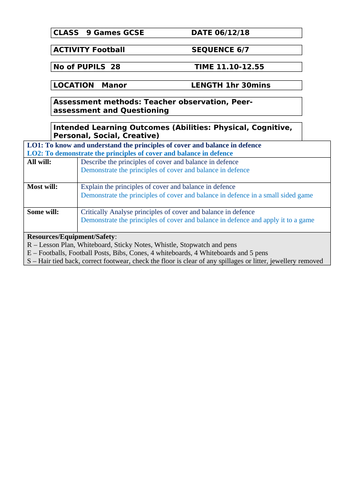 Football Lesson Plans and Tournament | Teaching Resources