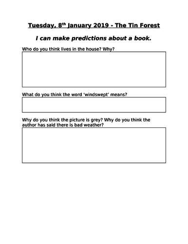 Reading Resources for The Tin Forest by Helen Ward and Wayne Anderson ...