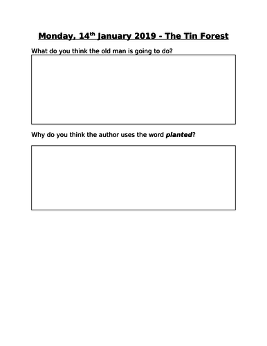 Reading Resources for The Tin Forest by Helen Ward and Wayne Anderson ...