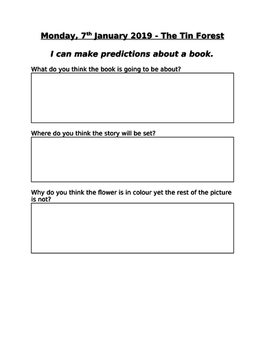 Reading Resources for The Tin Forest by Helen Ward and Wayne Anderson ...