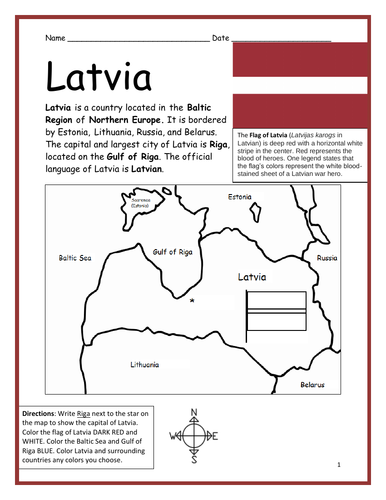 LATVIA - Introductory Geography Worksheet | Teaching Resources