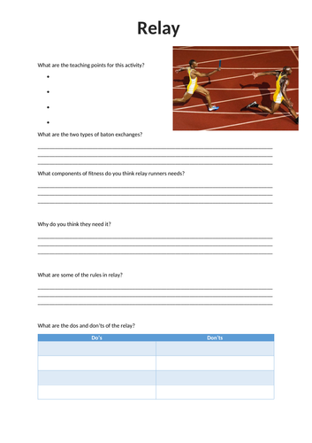 Athletics Non Participant Worksheets PE | Teaching Resources