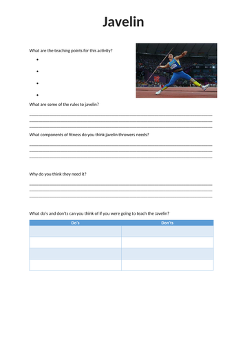 Athletics Non Participant Worksheets PE | Teaching Resources