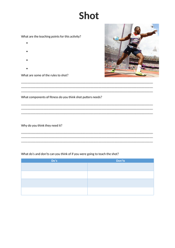 Athletics Non Participant Worksheets PE | Teaching Resources
