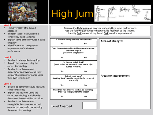 KS3/ KS4 High Jump Athletics Lesson | Teaching Resources