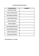 A-Level Maths (2017) Statistics Topics Checklist | Teaching Resources