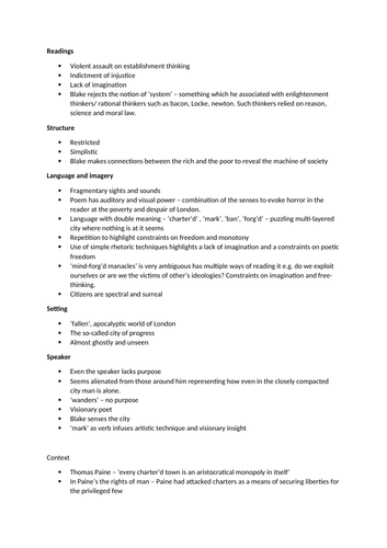 London William Blake | Teaching Resources