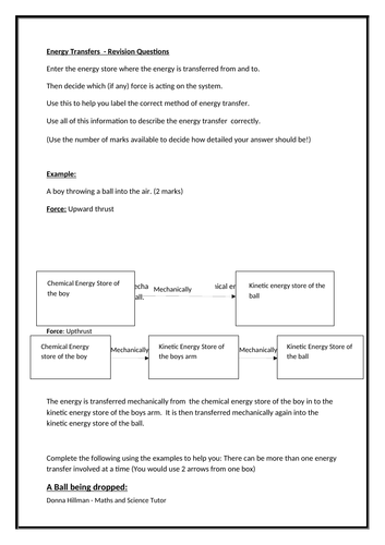 Energy Stores and Systems Revision Questions | Teaching Resources