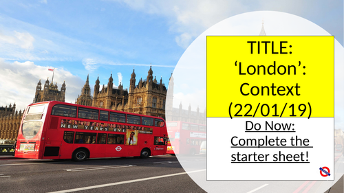 London: William Blake: Context! (Including starter + independent task ...