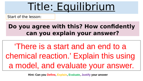 AQA Chemistry GCSE Dynamic equilibrium and Le Chateliers principle ...