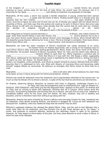 The Twelfth Night - Introductory Activities | Teaching Resources