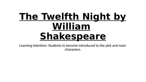 The Twelfth Night - Introductory Activities | Teaching Resources
