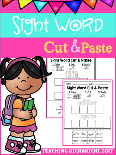 Sight Word Cut and Paste Worksheets (The Bundle) | Teaching Resources