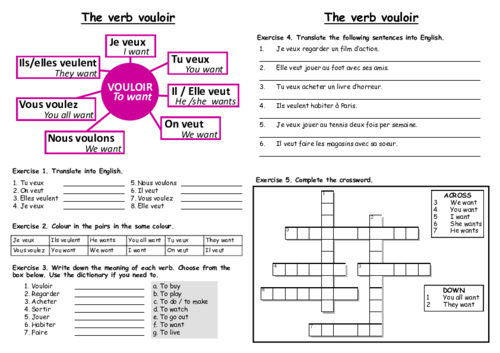 French KS3 - Vouloir and pouvoir activities | Teaching Resources