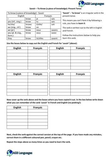 Savoir Worksheet (KS3/4) | Teaching Resources
