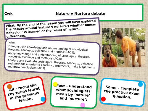 GCSE 9-1 Sociology Nature v nurture | Teaching Resources