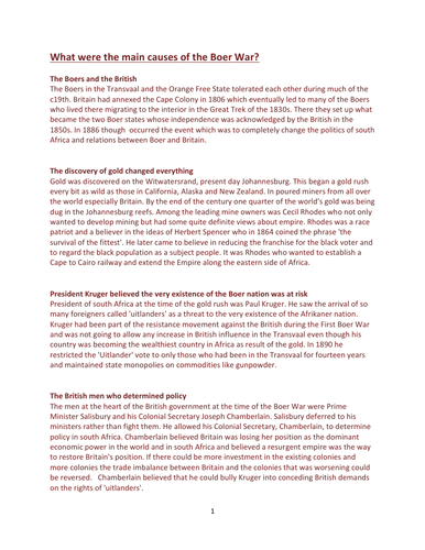 5.1 Boers War - Introduction | Teaching Resources