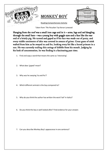 Monkey Boy - Reading Comprehension Activity | Teaching Resources