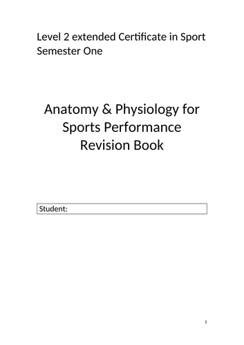 Revision Level 2 BTEC Sport: Anatomy and Physiology | Teaching Resources