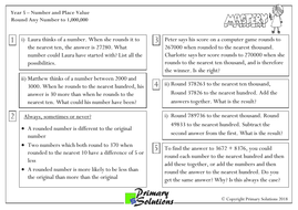 Mastery Maths - Year 5 Reasoning - Round Numbers to a Million - Sample ...