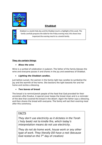 AQA judaism - Shabbat | Teaching Resources