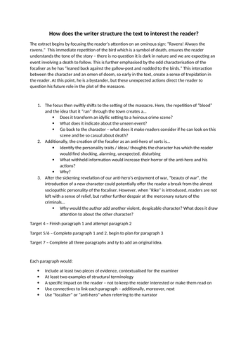 AQA Language Paper 1 Q3 Higher Ability | Teaching Resources