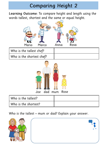 Length and Height - Year 1 - 28 Worksheets - White Rose Maths ...