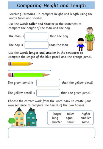 Length and Height - Year 1 - 28 Worksheets - White Rose Maths ...