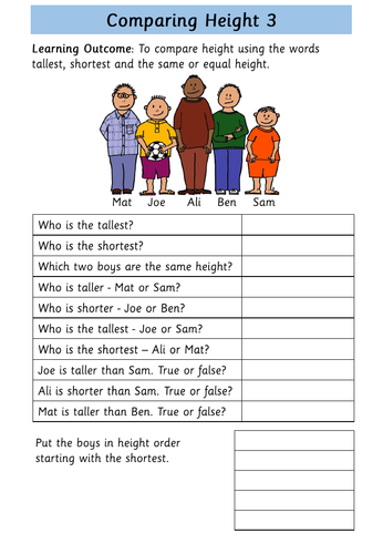 Length and Height - Year 1 - 28 Worksheets - White Rose Maths ...