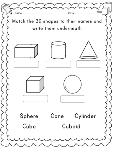 Year 1 3D shapes: 10 Worksheets | Teaching Resources