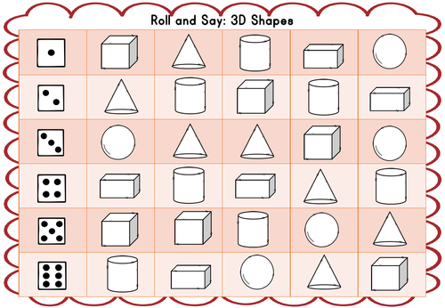 Roll and Say 3D Shapes Maths Dice Game | Teaching Resources