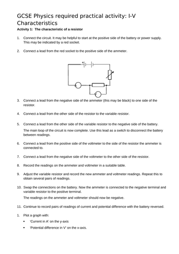 GCSE Physics - IV graph for fixed resistor: required practical ...
