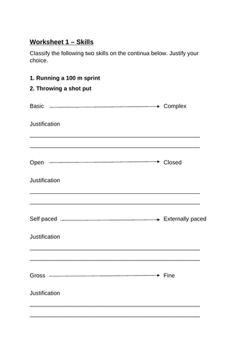 Aqa 9 1 Gcse Pe Sports Psychology Skill Classification Teaching Resources