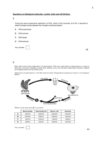 OCR A-level biology A Year 1 December mock papers | Teaching Resources OCR A-level biology A Year 1 December mock papers | Teaching Resources