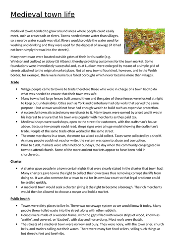Medieval village and town life | Teaching Resources