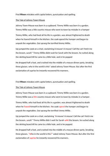 The Tale of Johnny Town-Mouse: proofread | Teaching Resources