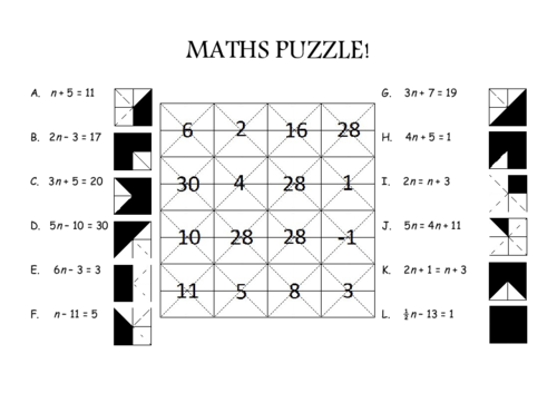 Solving equations Puzzle | Teaching Resources