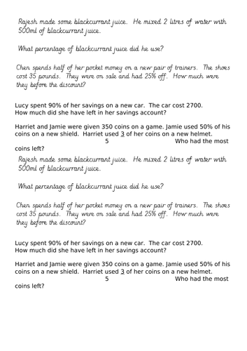 Year 6 Maths - Percentages - Fractions, Decimals and Percentages ...