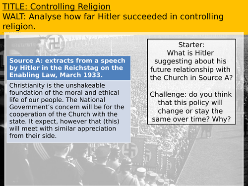 Controlling Religion (Weimar and Nazi Germany: Edexcel 9-1) | Teaching ...