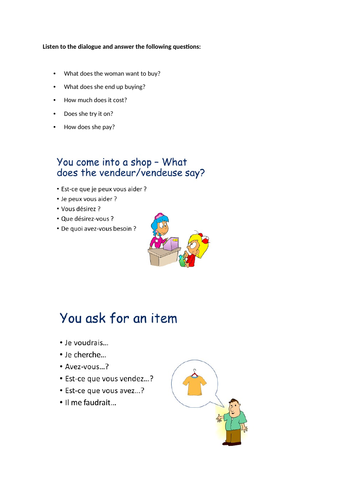 Shopping listening activity | Teaching Resources